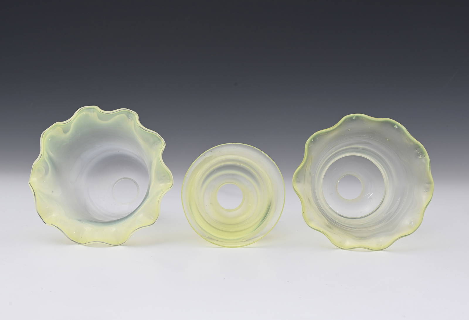 Three Arts And Crafts Straw Opal Glass L Auction