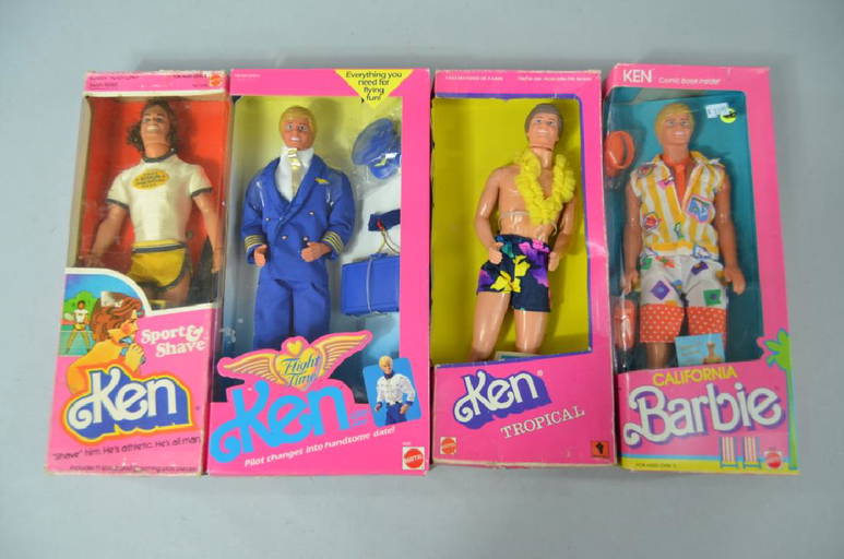 4pc 1980's Barbie Ken Dolls New Or Unused In Box