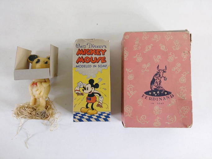 Vtg 1930 40's Disney Mickey Mouse & Ferdinand Soap With