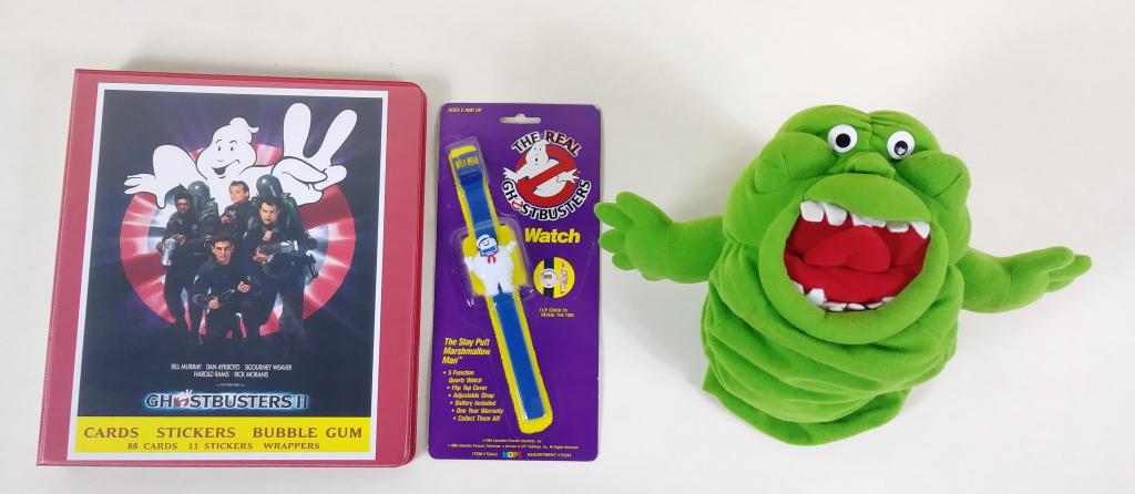Vtg Ghostbusters Lot W/ Slimer Puppet Stay Puft Watch