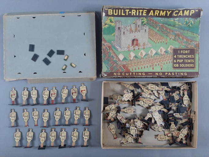 Vtg Built Rite Army Camp Playset W/ Soldiers