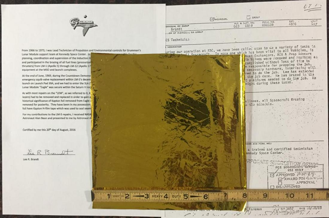 Apollo 11 Kapton Foil From The Lunar Module Eagle Lot