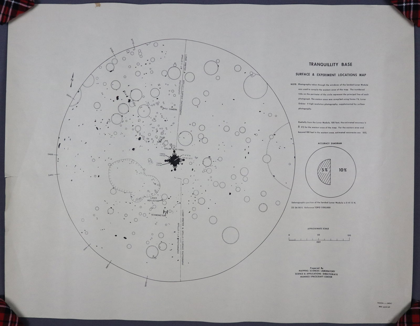 Lunar Surface Tranquility Base Surface & Experiment Location Map