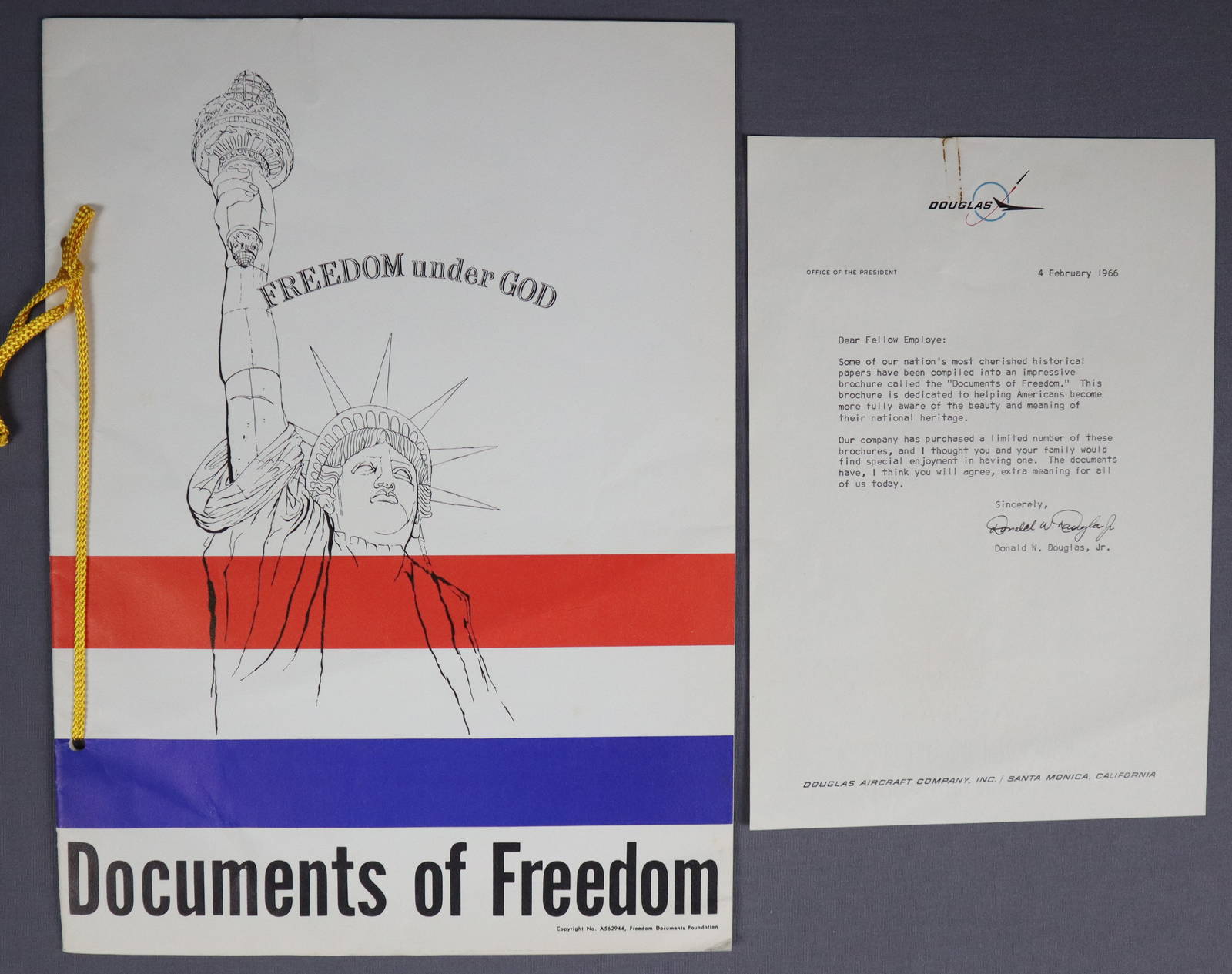 1966 Douglas "documents Of Freedom" With Typed Letter Auction