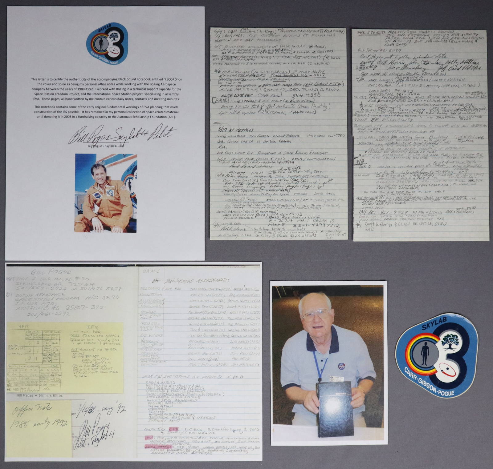 Bill Pogue's Handwritten Notes From Boeing Aerospace Auction