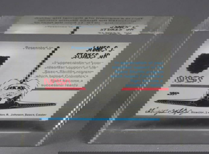 Nasa Sts 1 Flown Heat Shield Award Lucite
