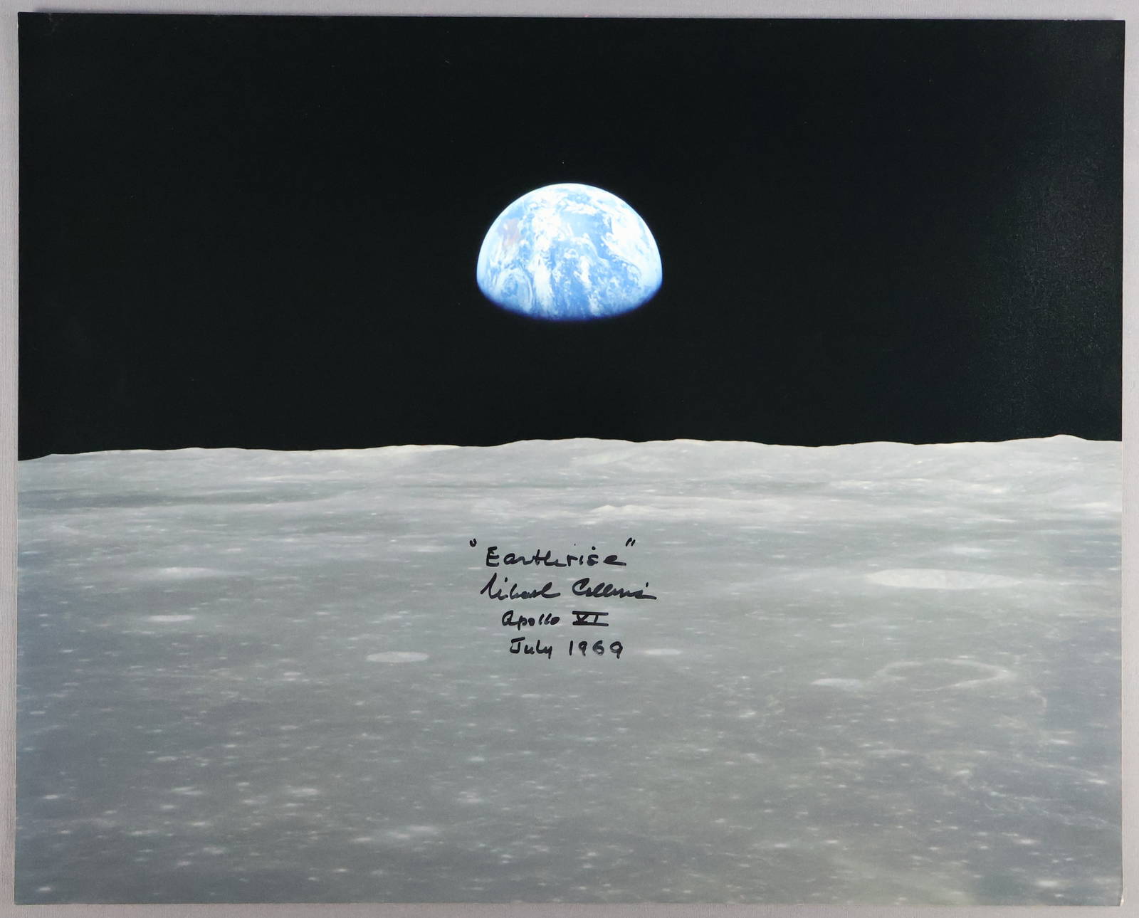 Apollo 11 Michael Collins Signed "earthrise" 16" X 20" Photograph Auction