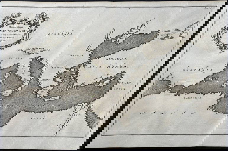 Kircher, Pub. 1678 Map Of The Mediterranean Sea (hydrographic ...