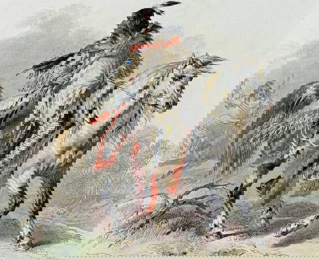 Karl Bodmer A Blackfoot Indian On Horse Back. 19