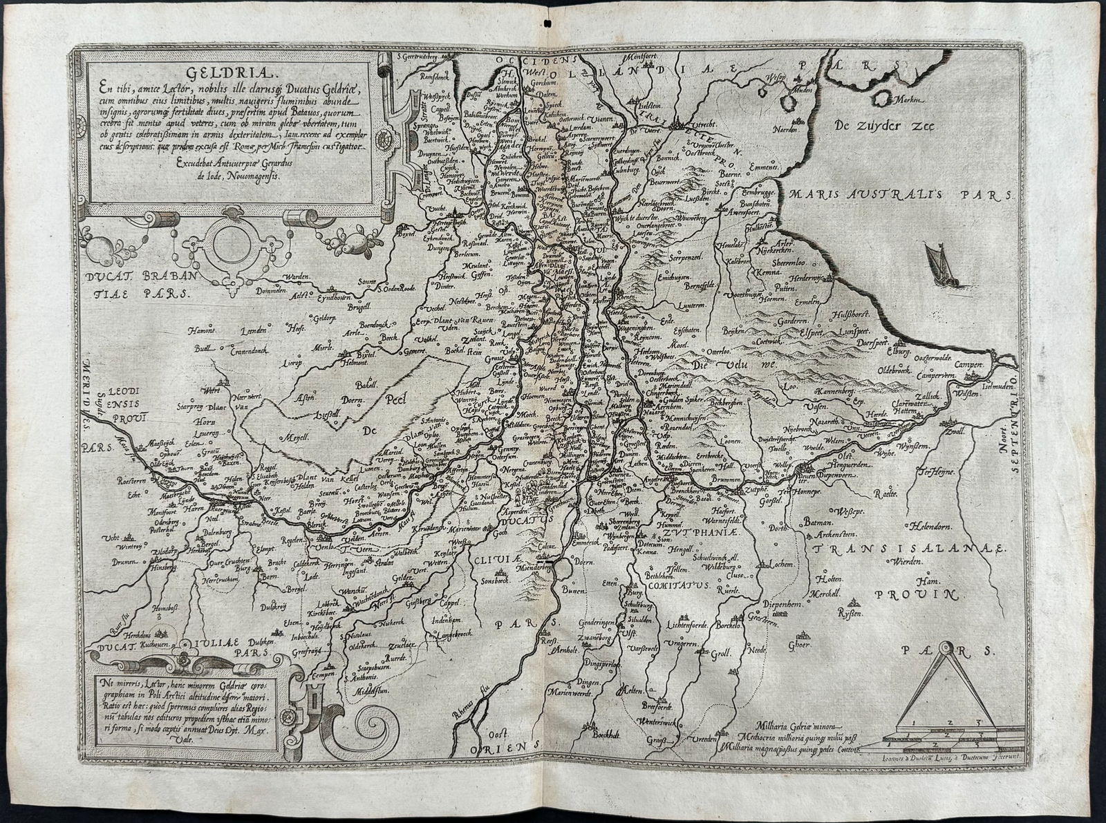 De Jode, Pub. 1593 - Map Of Gelderland, Netherlands, Dutch Province (geldria?) Auction