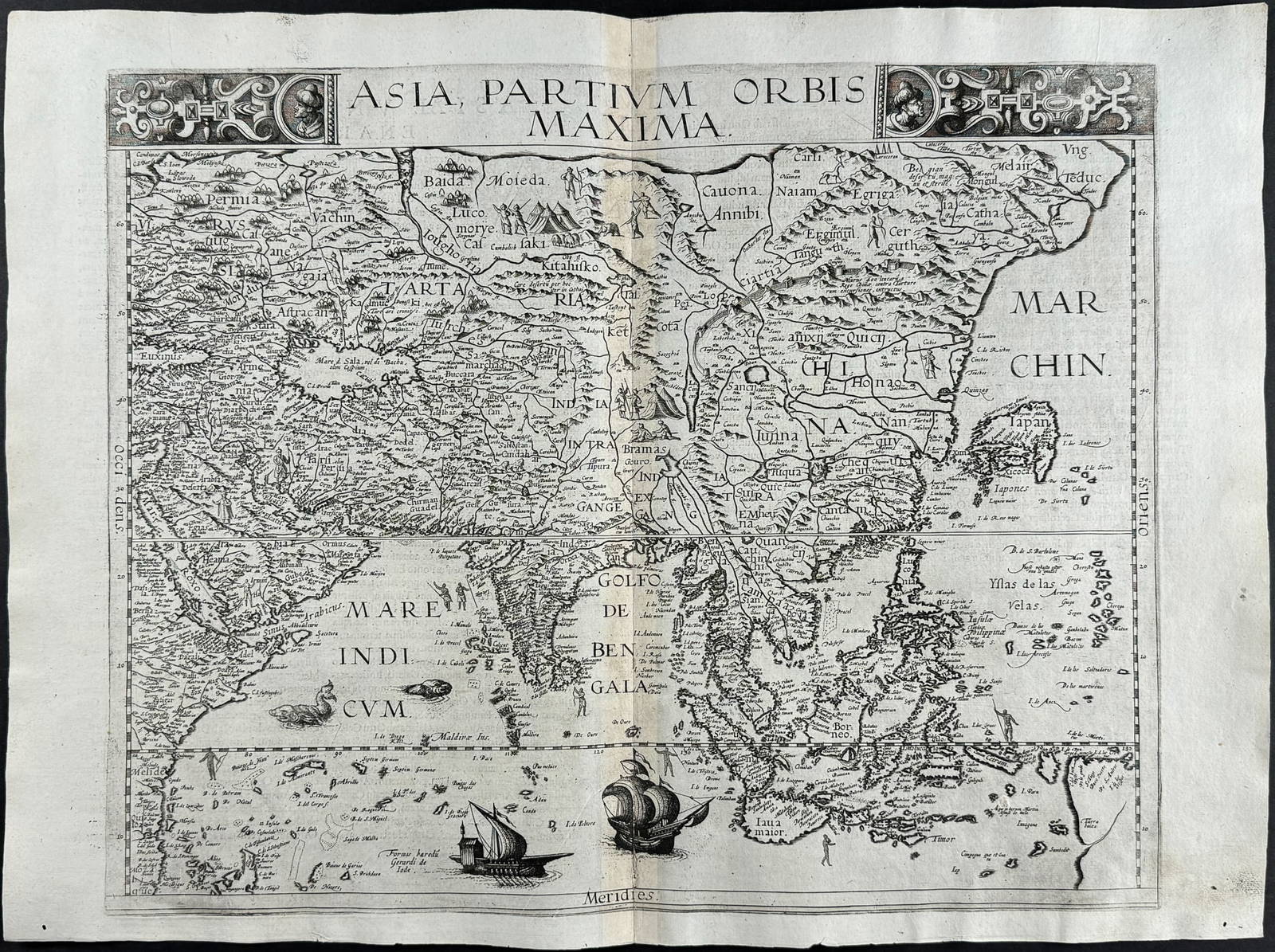 De Jode, Rare, Pub. 1593 - Map Of Asia (asia, Partium Orbis Maxima) Auction