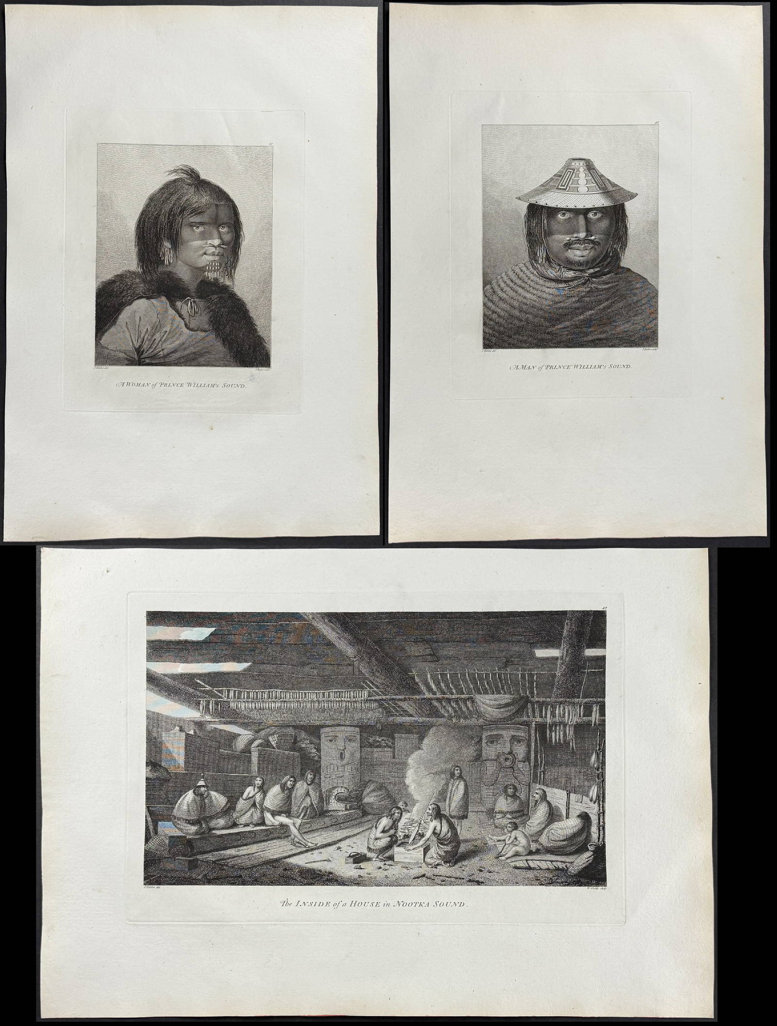 Captain Cook - 4 Folio Engravngs Of Scenes In Nootka & Prince Williams ...