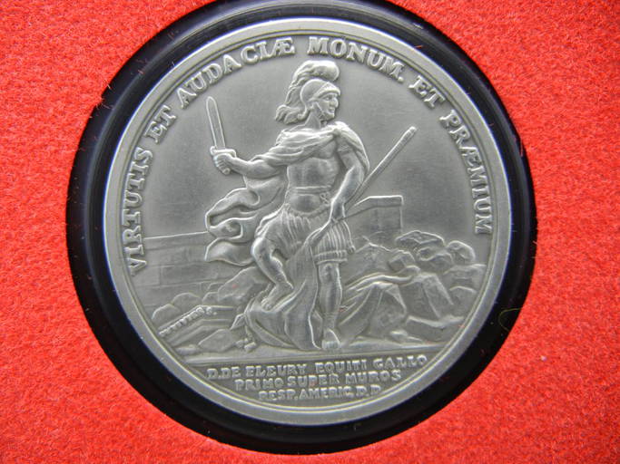 America's First Medal, "colonel De Fleury". Helmeted