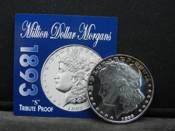 1893 S Morgan Dollar Tribute Proof Replica With Coa.