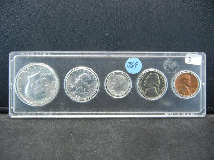 1964 Year Set. Three Silver Coins. Brilliant