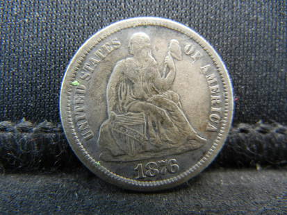 1876 Cc Liberty Seated Dime Xf