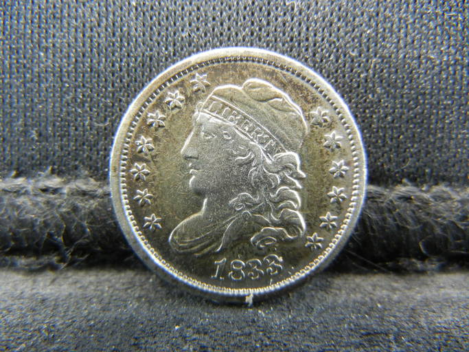 1833 Bust Dime Au Crazy Blue Colors