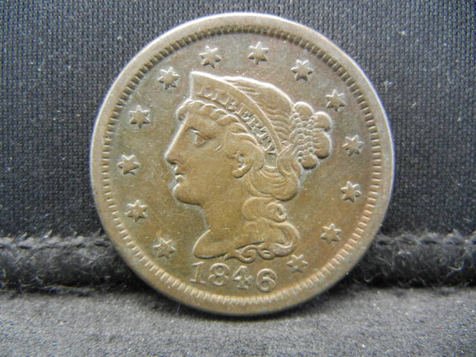 1846 Large Cent Vf/xf
