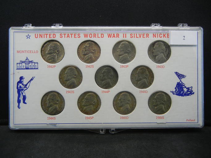 Complete Ww2 Silver War Time Nickel Set