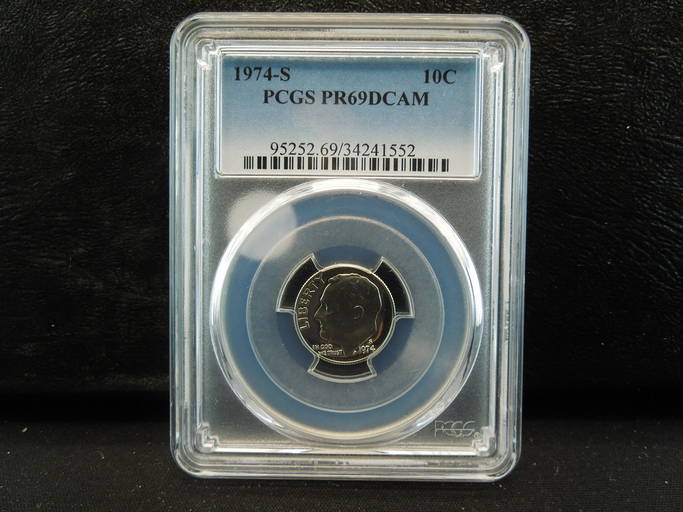 1974 S Roosevelt 10c. Pcgs Pr69dcam.