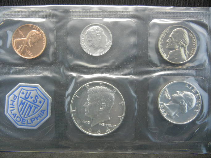1964 United States Mint 5 Coin Proof Set With Original
