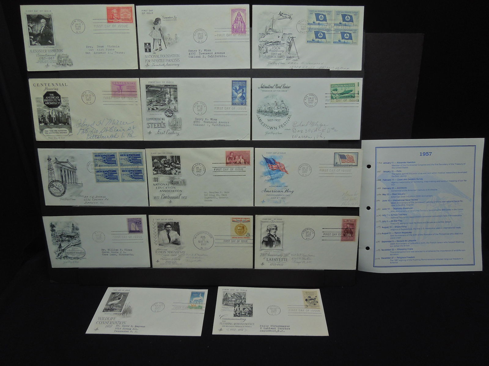 1957 1st Day Covers