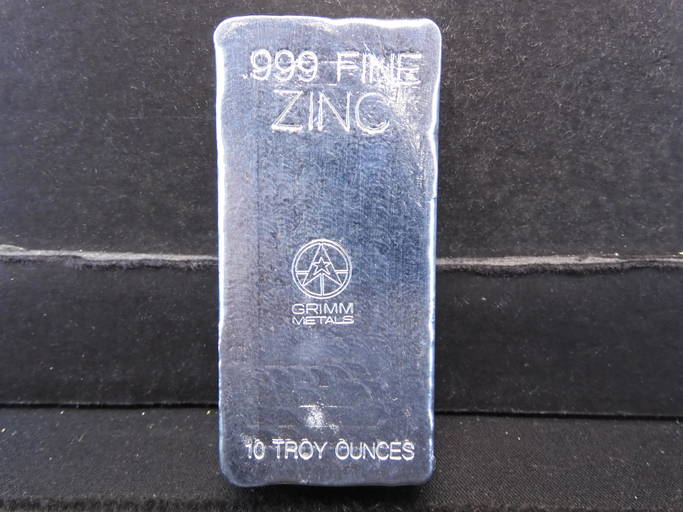 (10 Oz) .999 Fine Zinc Bar, Hand Poured