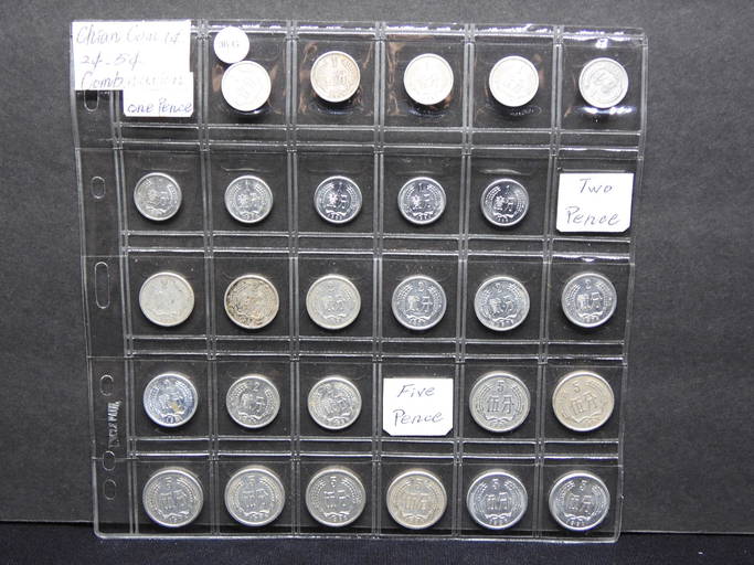 China 1,2,& 5 Cent Coins In Plastic Sleeve