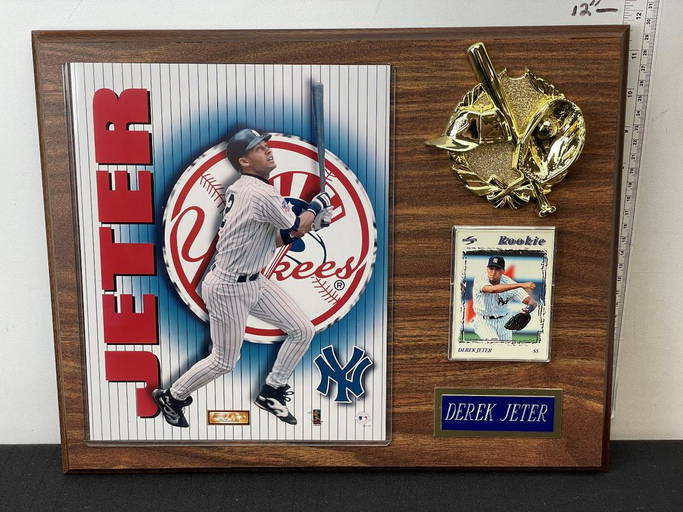Derek Jeter Plaque With 1996 Score Card