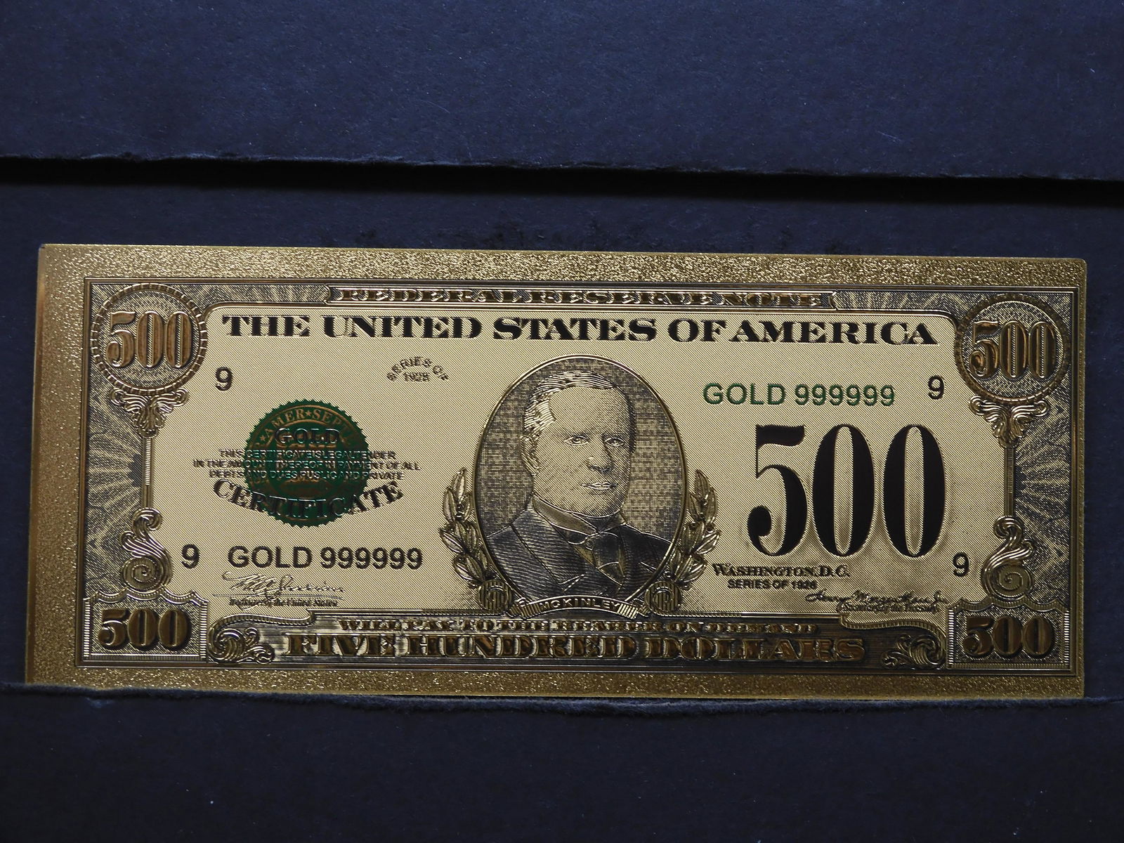 $500 Gold Certificate 24k Gold Foil Note ( Not Legal