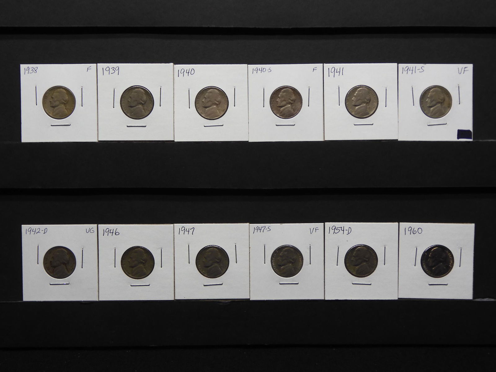 12 Different Jefferson Nickels 1938 To 1960