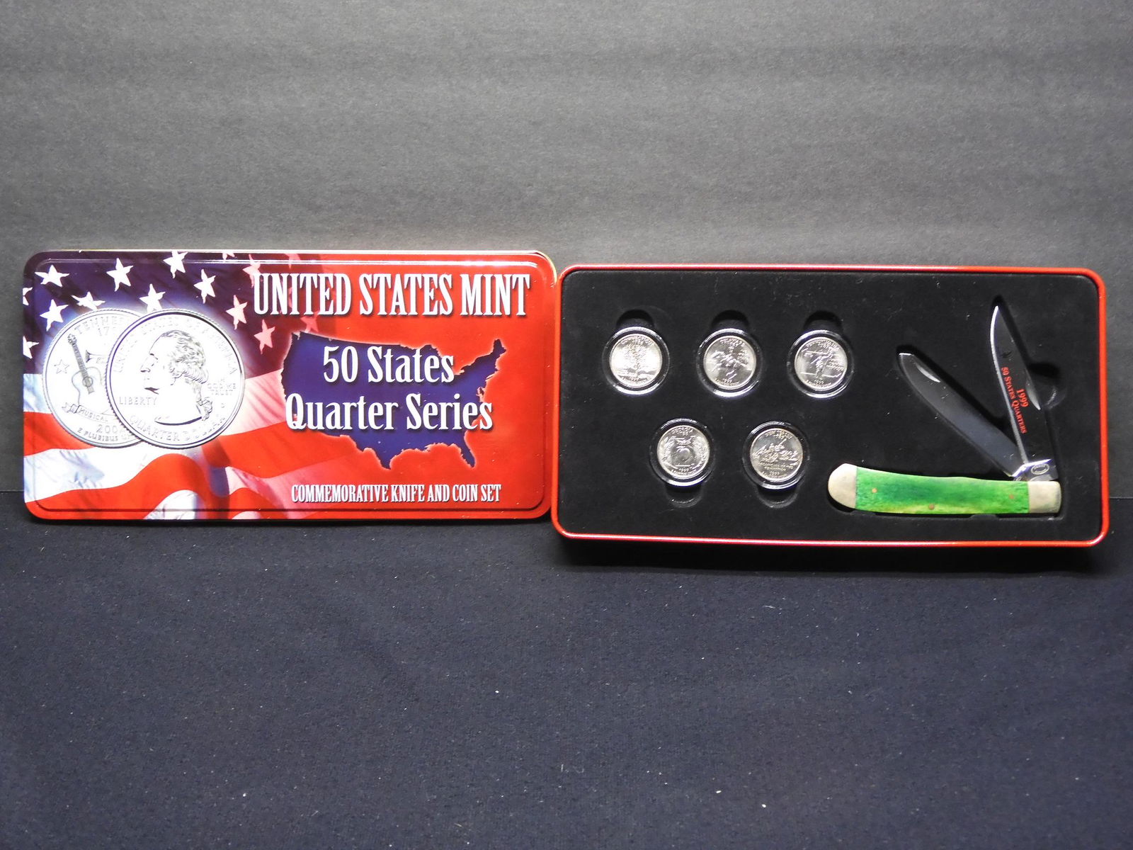 Us Mint 50 State Quarters Commemorative Knife & Coin