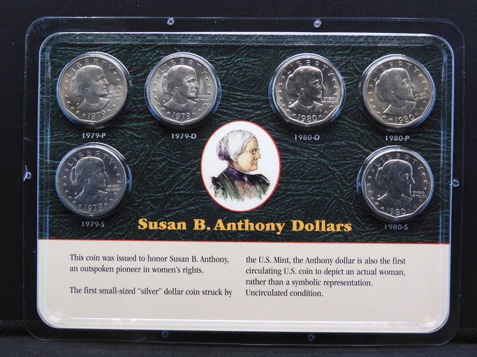 Six Susan B. Anthony Silver Dollar Set 1979 Pds & 1980