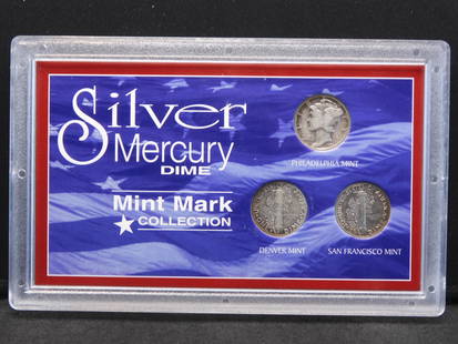 Silver Mercury Dime Mint Mark Collection