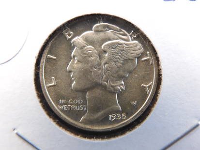 1935 S Choice Bu Full Bands Mercury Dime