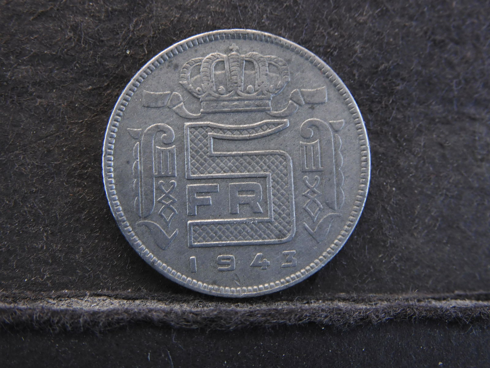 1943 Belgium Coin 5 Francs