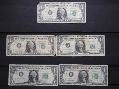 4 1963 B $1 Barr Notes Incl. 3 Consecutive & Star