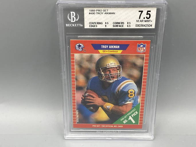 1989 Pro Set #490 Troy Aikman Rookie Card Bgs Near Mint