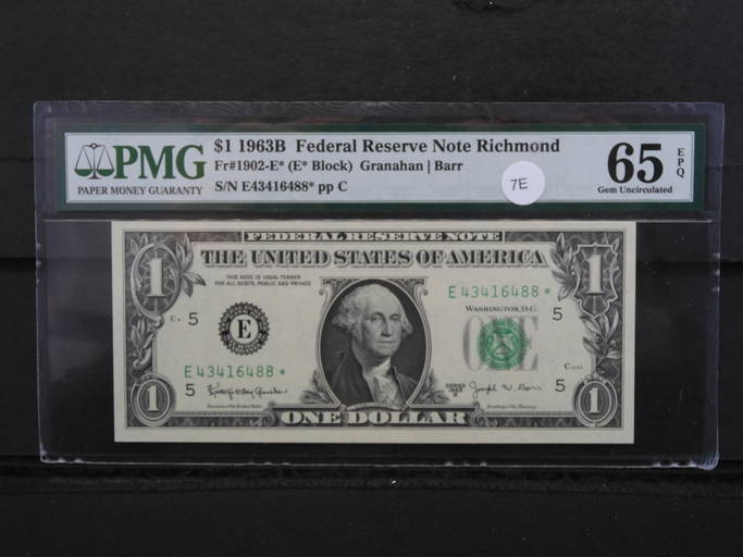 1963 B $1 Federal Reserve Note. Barr Note. Star