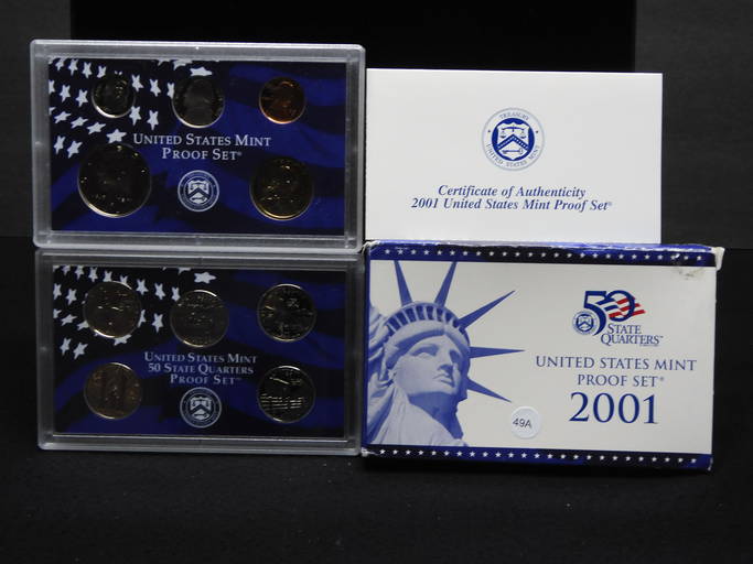 (10) Coin 2001 S Clad Proof Set In Original Box.