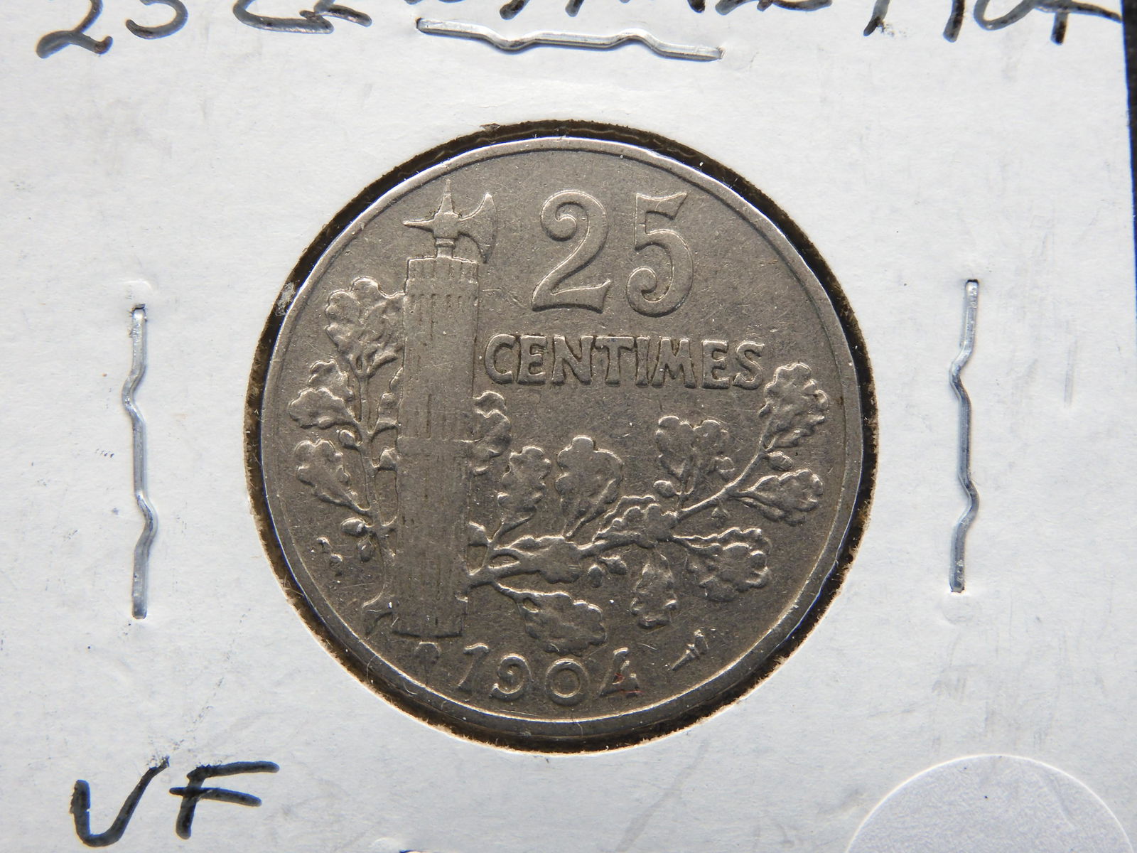 1904 France 25 Centimes Coin