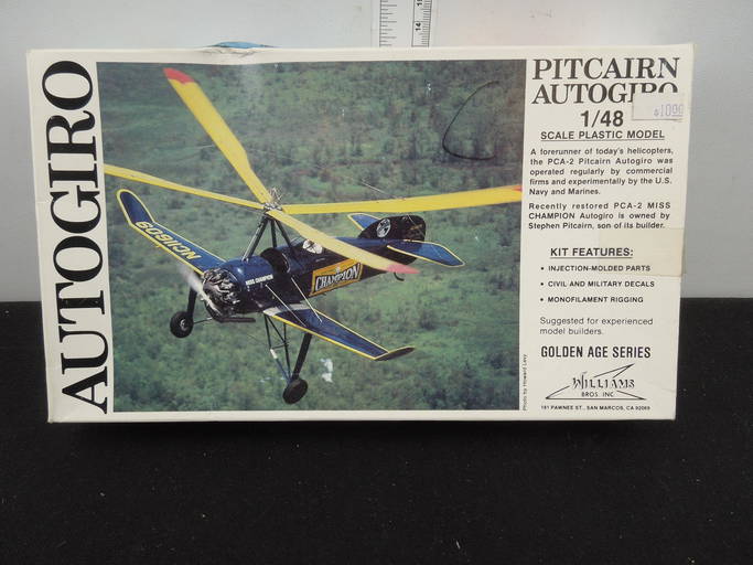 Williams Brothers Pitcairn Autogiro Model Airplane Kit, Opened, Unbuilt ...