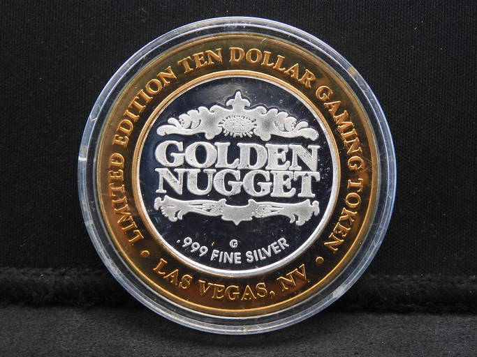 $10 Casino Token .999 Silver Center Golden Nugget Gambling Hall Las ...