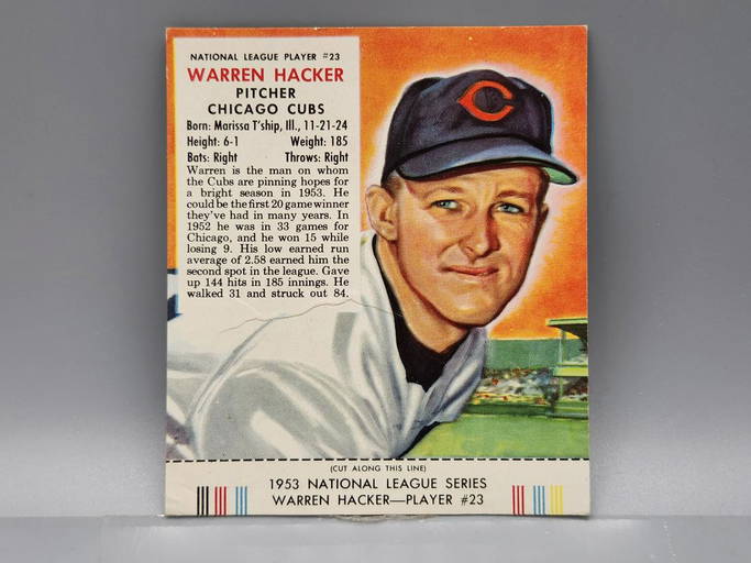 1953 Red Man Warren Hacker #23 With Tab