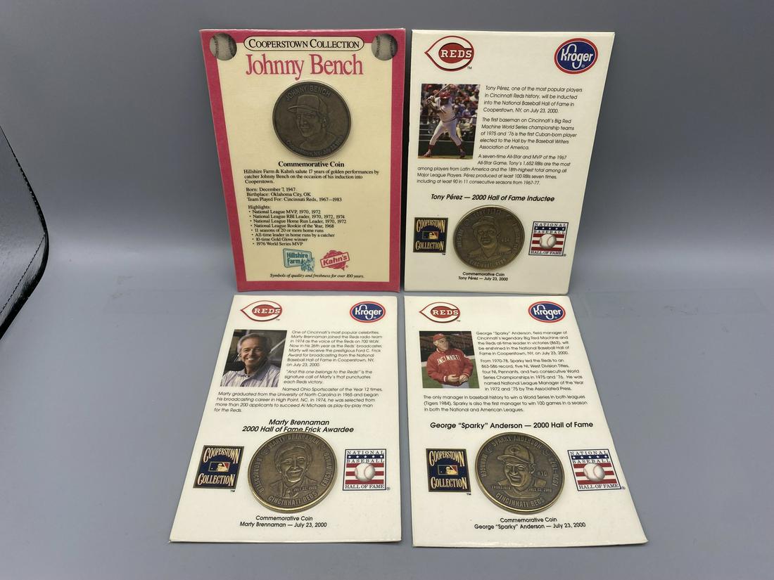 Lot of (4) Cincinnati Reds Kahns/Kroger Commemorative HOF Coins ...