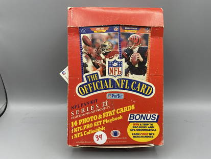 1989 Pro Set Football Box W/35 Of 36 Packs 1 Pack Was Opened But All ...