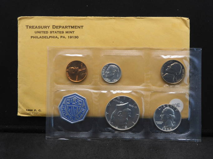 1964 Us 5 Coin Silver Proof Set With Original Government Packaging