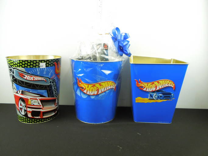 2 Metal Hot Wheels Trash Cans And 1 Metal Hot Wheels Trash Can Gift Set ...