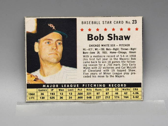 1961 Post Bob Shaw #23 - Short Print - Scarce - One of The Keys To The ...