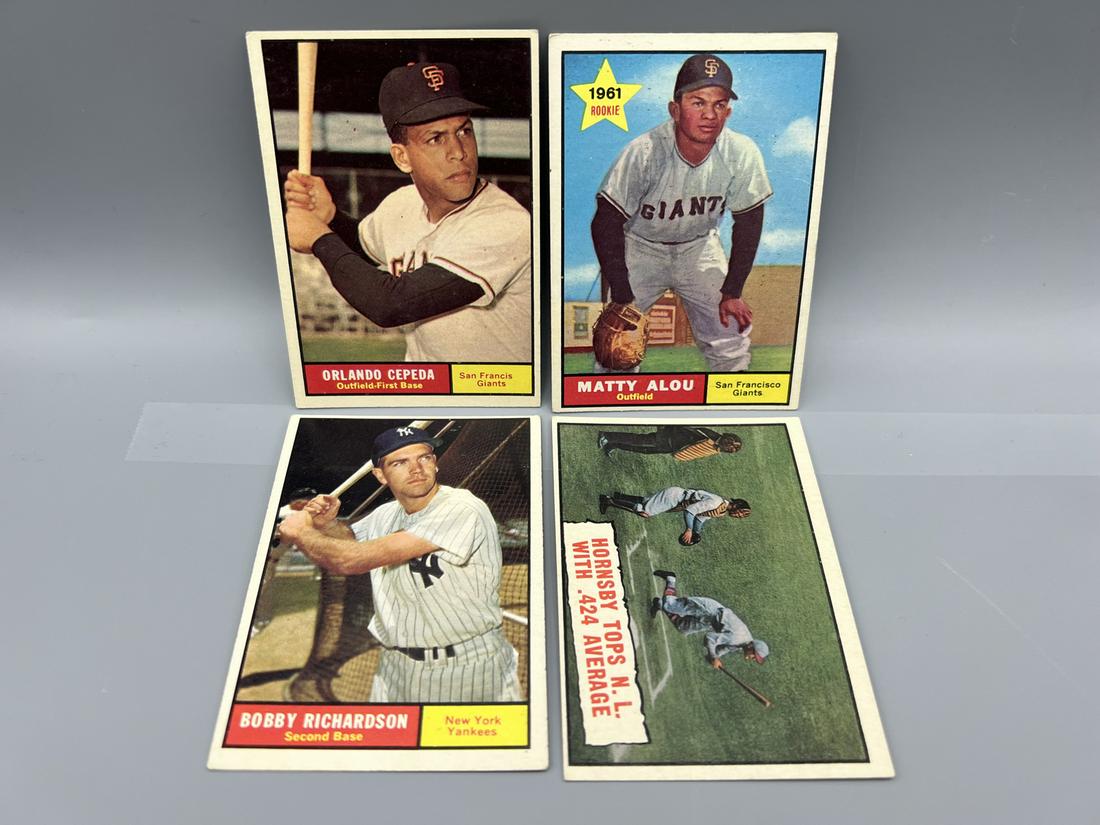 Lot of (4) Assorted 1961 Topps Baseball Star Player Cards - Varying ...